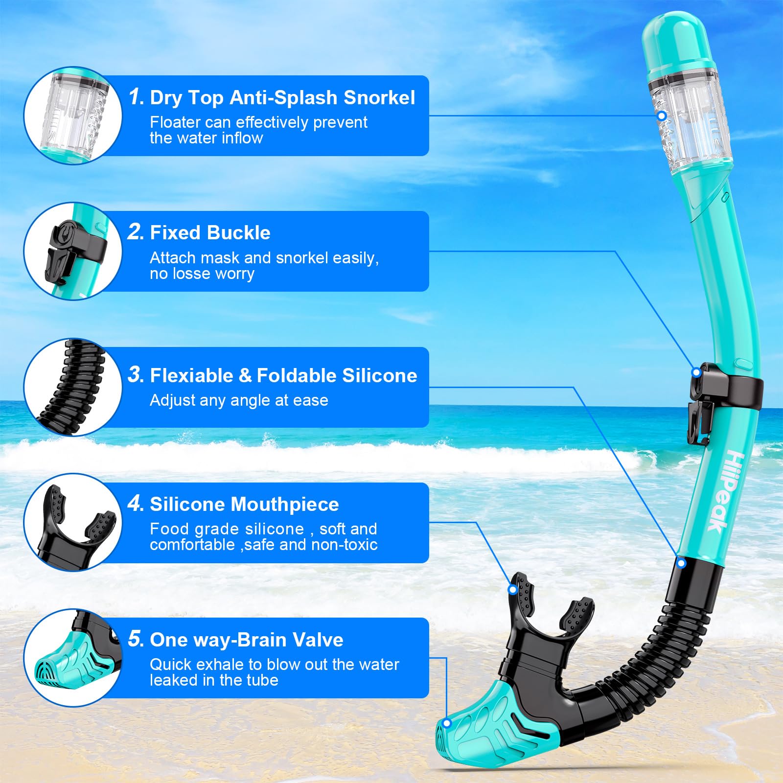 Snapklik.com : Snorkeling Gear For Adults, Dry Snorkel Set, Panoramic ...