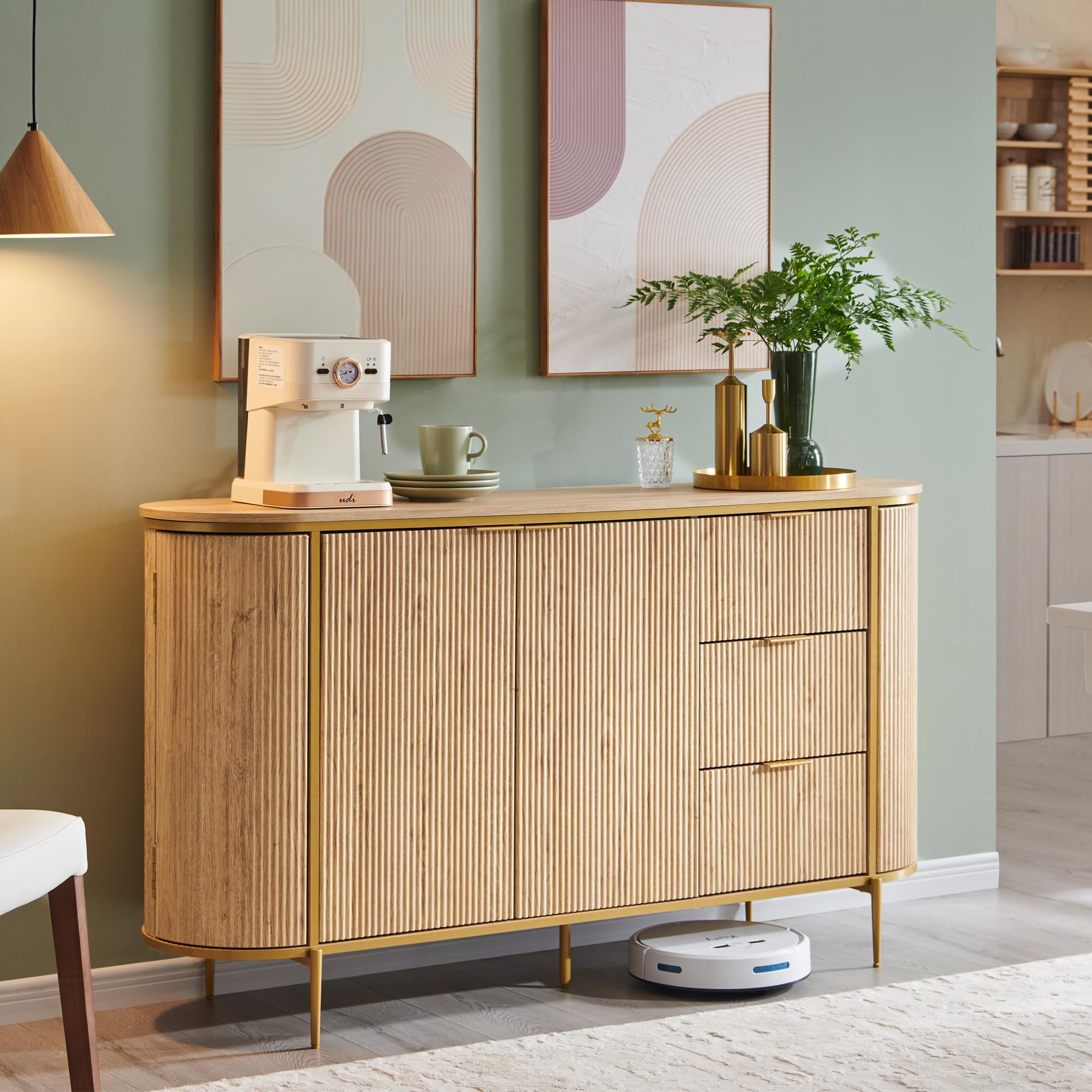 Amazon.com - T4TREAM Fluted Sideboard Buffet Cabinet, Modern 60" Buffet ...