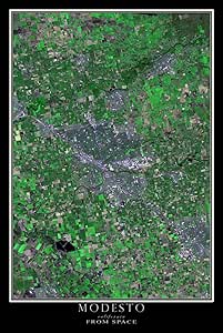 Amazon.com: Modesto California Satellite Poster Map
