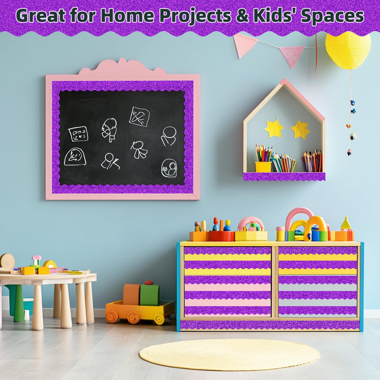 Snapklik.com : Glitter Bulletin Board Borders Set - 3 Rolls 98.4 Ft ...
