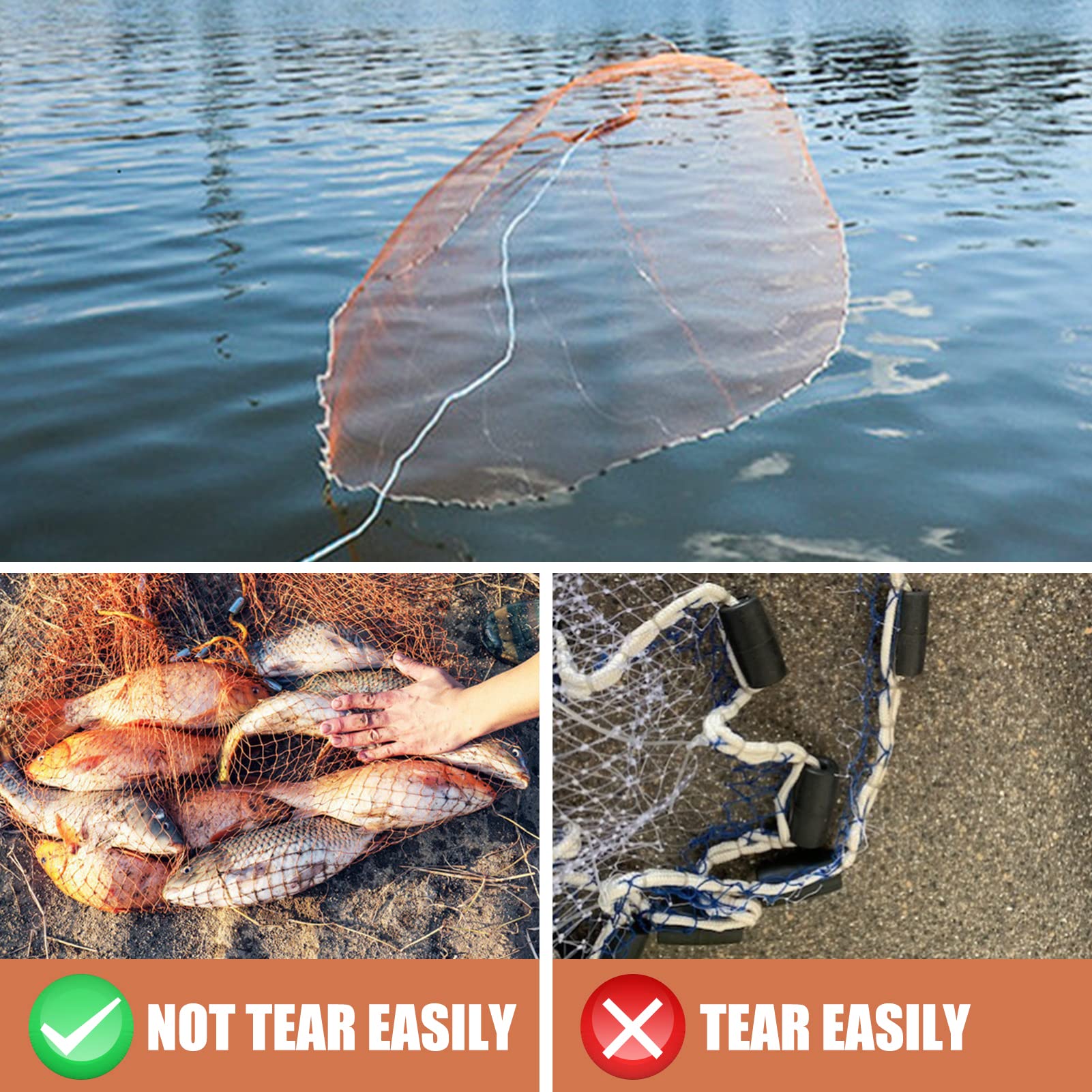 Snapklik.com : Tire Lines Cast Net, Saltwater American Fishing Net 3 ...