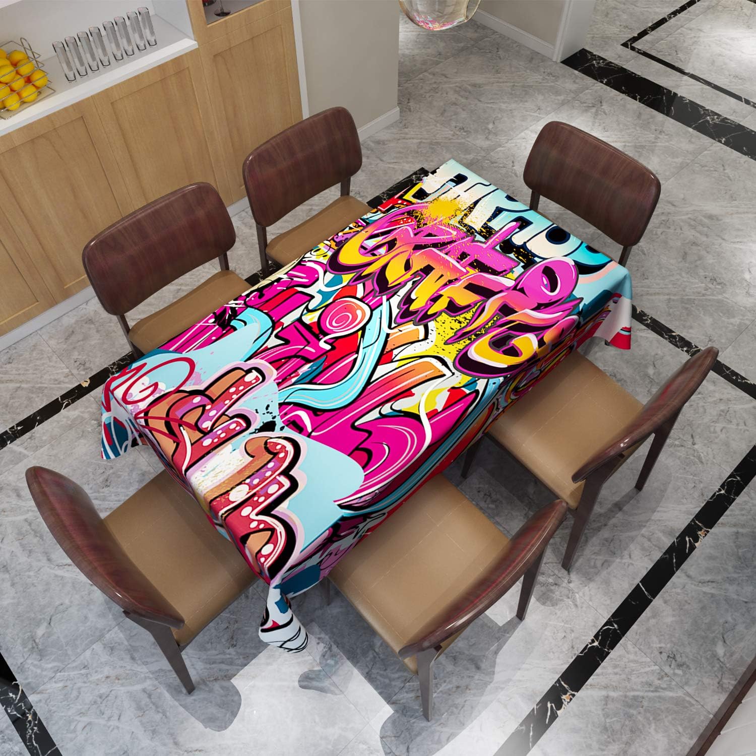 Amazon.com: VVA Rectangular Tablecloth - Hip Hop Graffiti Art, New York ...