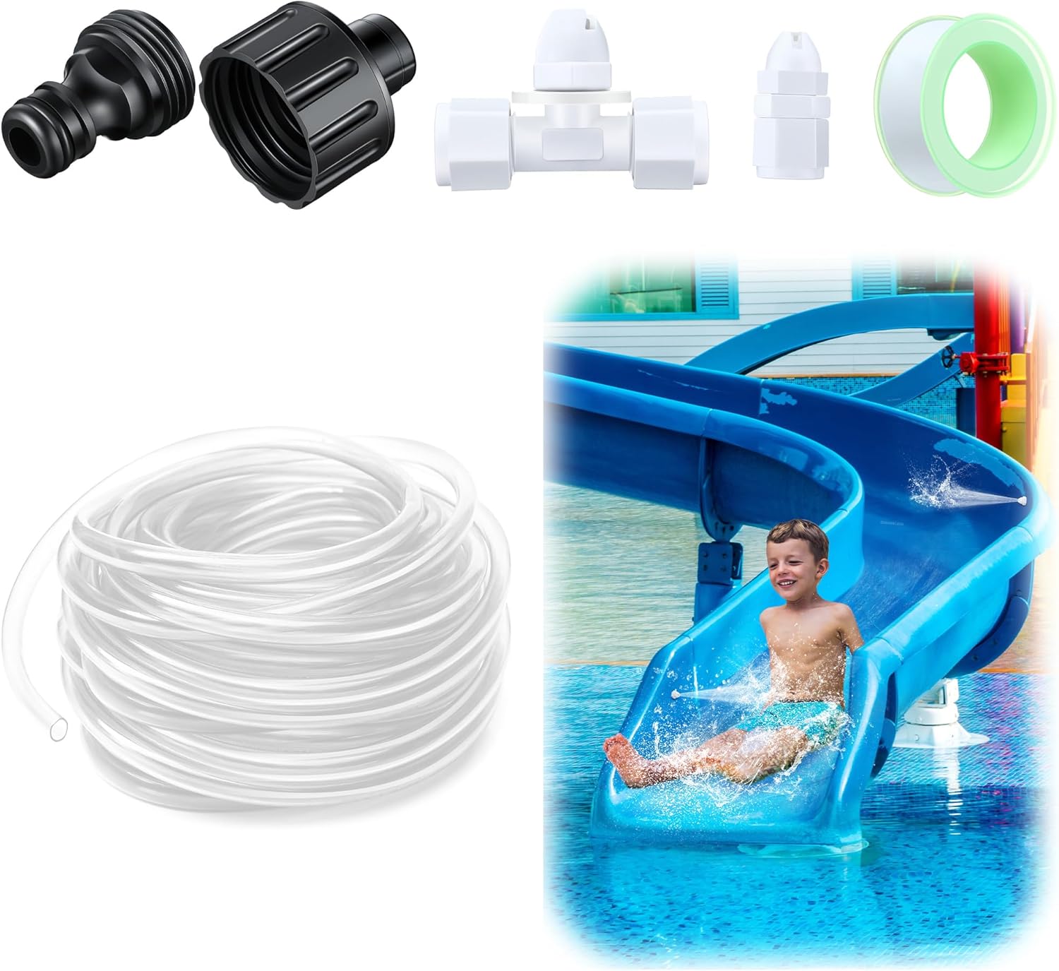 Amazon.com: Pool Slide Water Tubing Kit, 19.7FT Pool Water Slide Tube ...