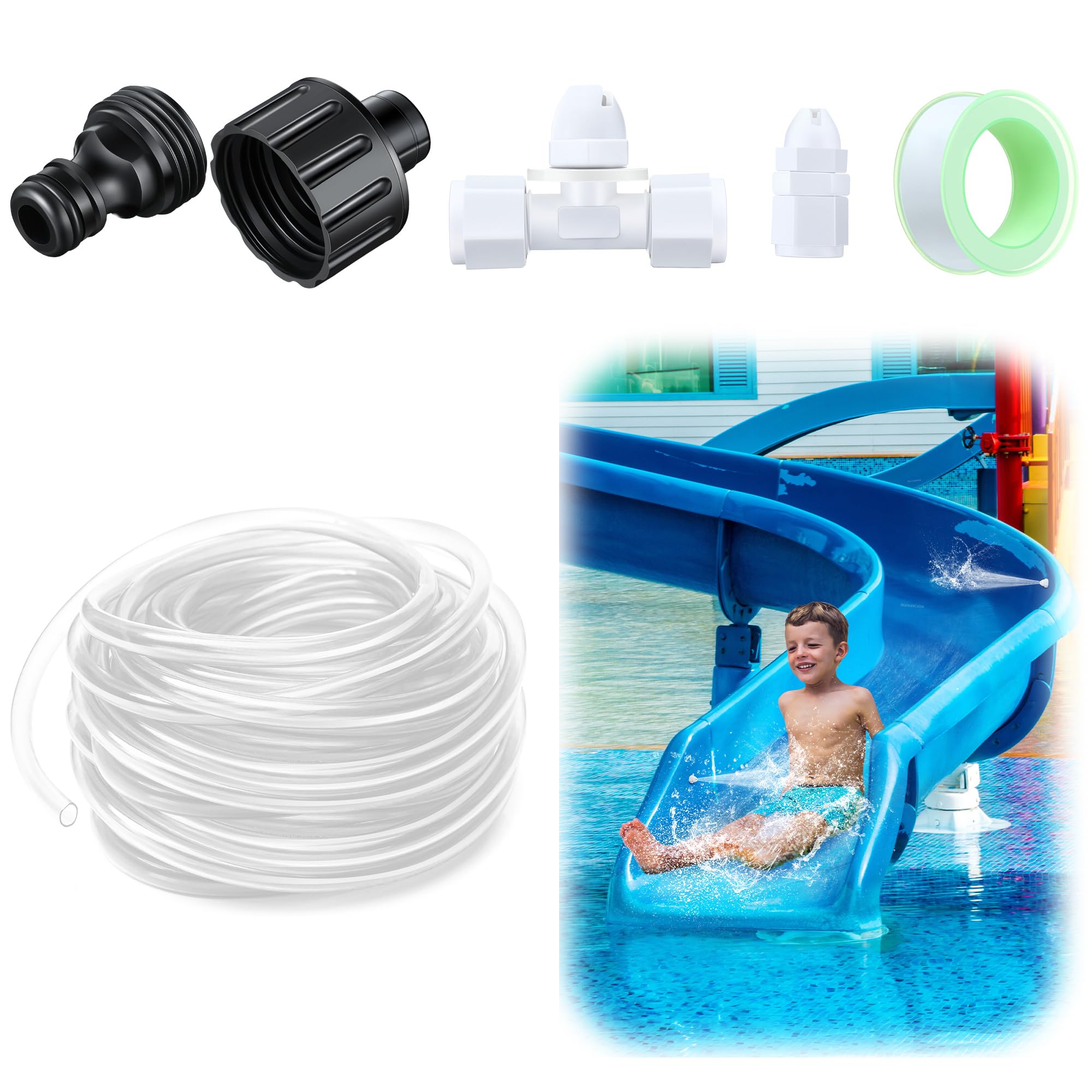 Snapklik.com : Dunkive 19.7FT Pool Water Slide Tube Kit