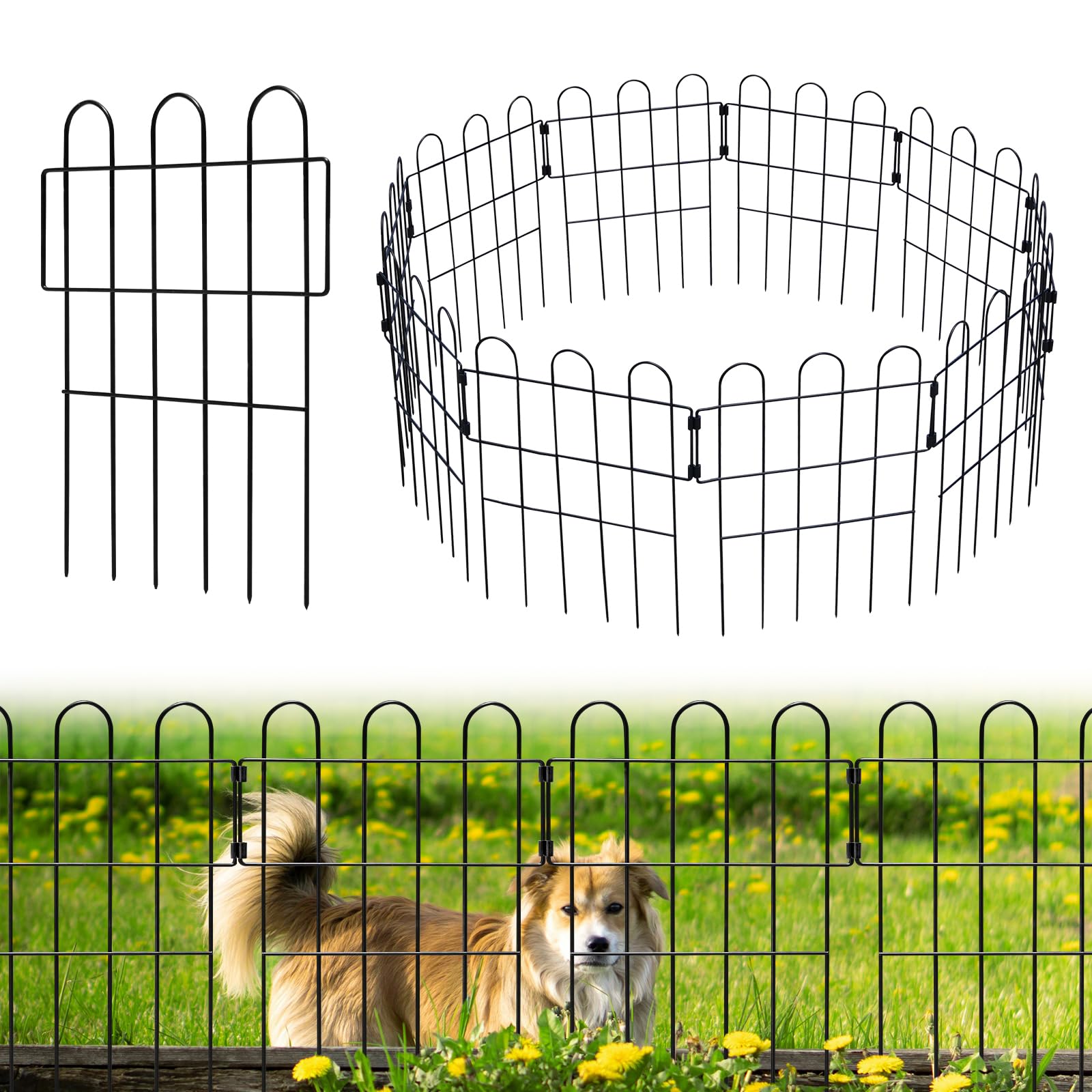 Amazon.com : AIYAKA Decorative Garden Fence, 10 Pack No Dig Metal ...