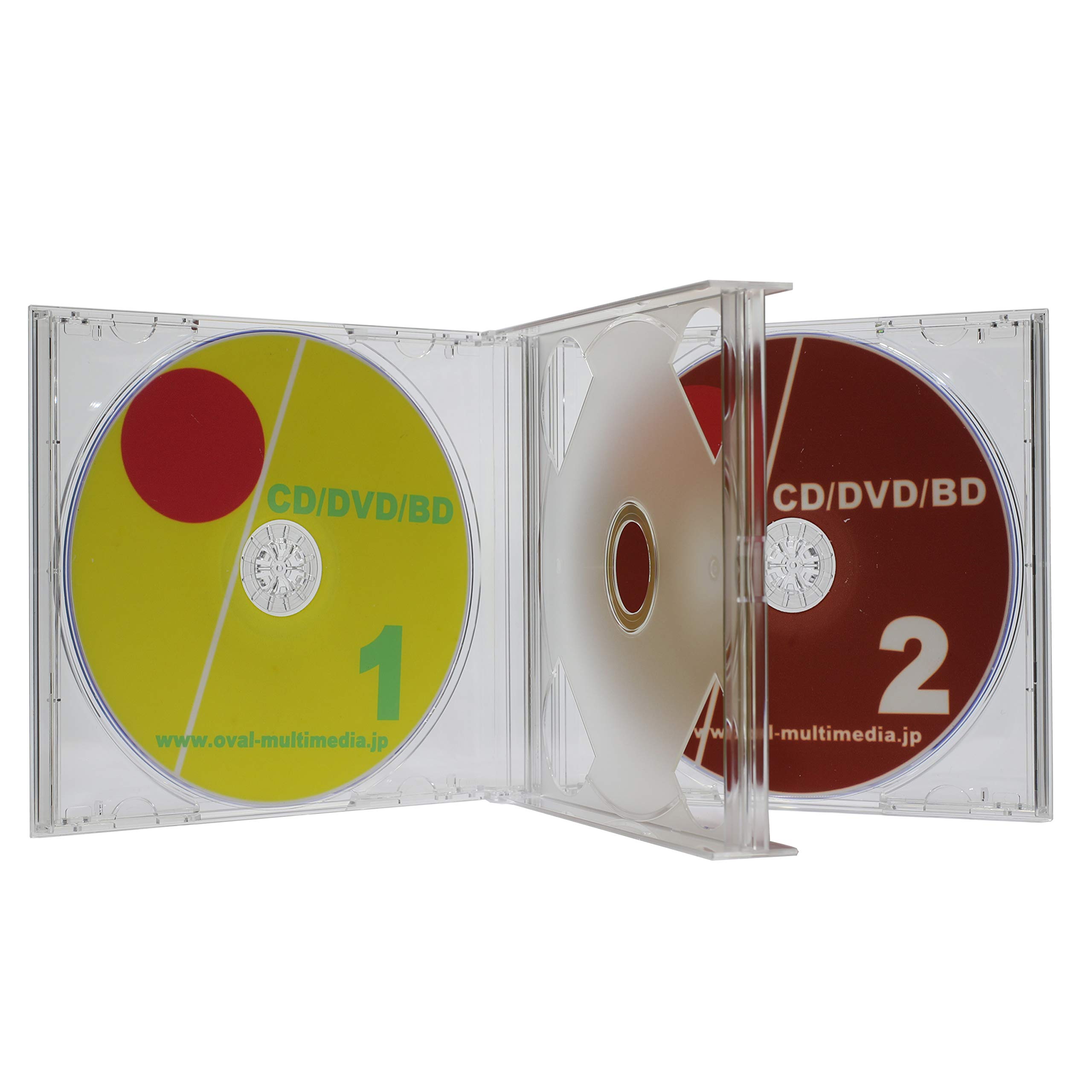 Amazon.co.jp: CD Case, Made in Japan, PS 0.9 inch (24 mm) Thick, 2 Multi-CD Case, Clear, 3 ...