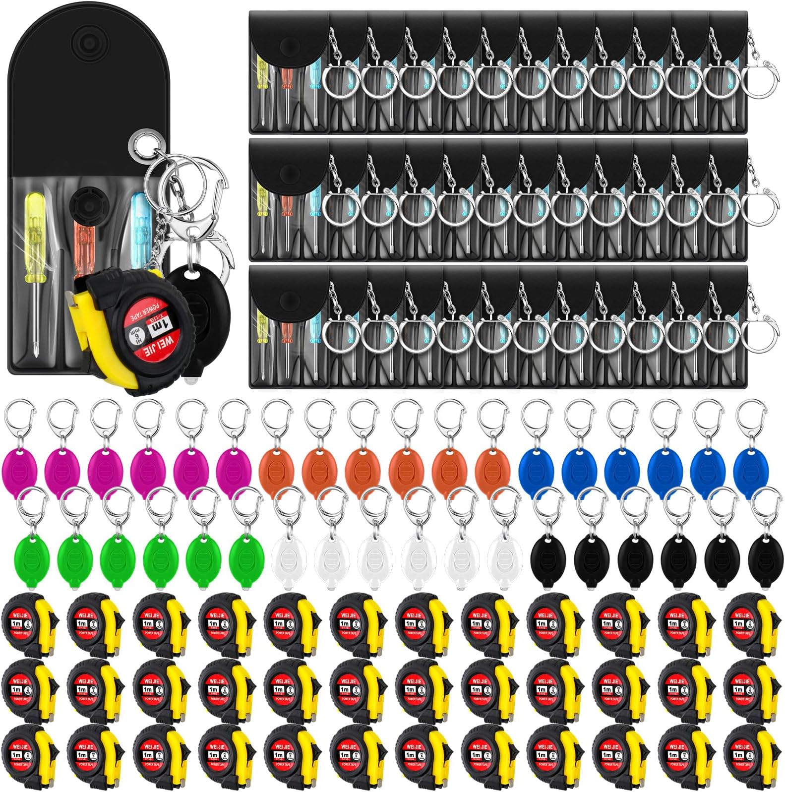 Amazon.com: Jutom Mini Screwdriver Keychain Tape Measure Keychains LED ...