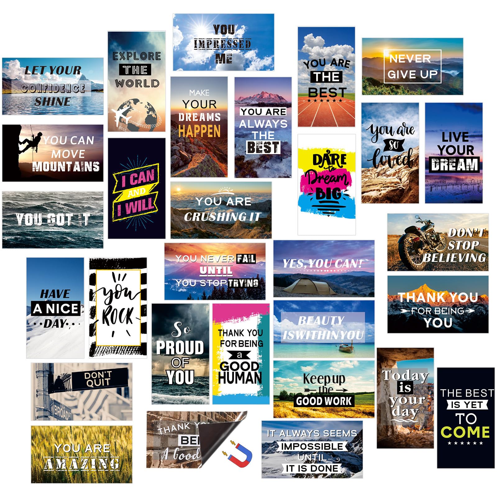 Snapklik.com : Xuhal 60 Pcs Inspirational Magnets Bulk Rectangle ...