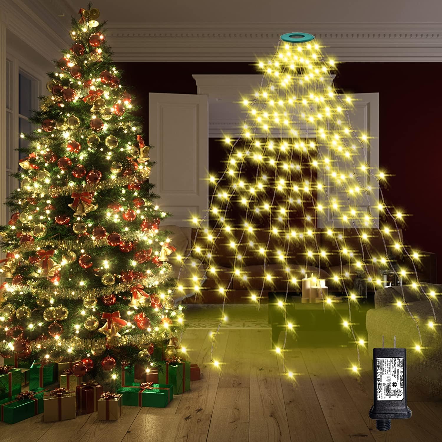 Amazon.com: AWQ 200 LED 6.6FTx10 Christmas Tree String Lights 8 Modes ...