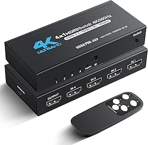 Amazon.com: NEWCARE HDMI Switch 4 in 1 Out 4K@60Hz, 4x1 HDMI Splitter Switcher with IR Remote, 4 ...