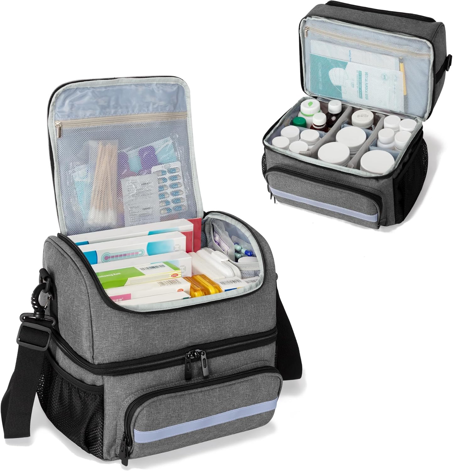 Amazon.com: CURMIO Double Layers Medicine Storage Bag, Pill Bottle ...