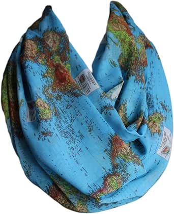 Etwoa World Map Infinity Scarf Circle Loop Scarves at Amazon Women’s ...