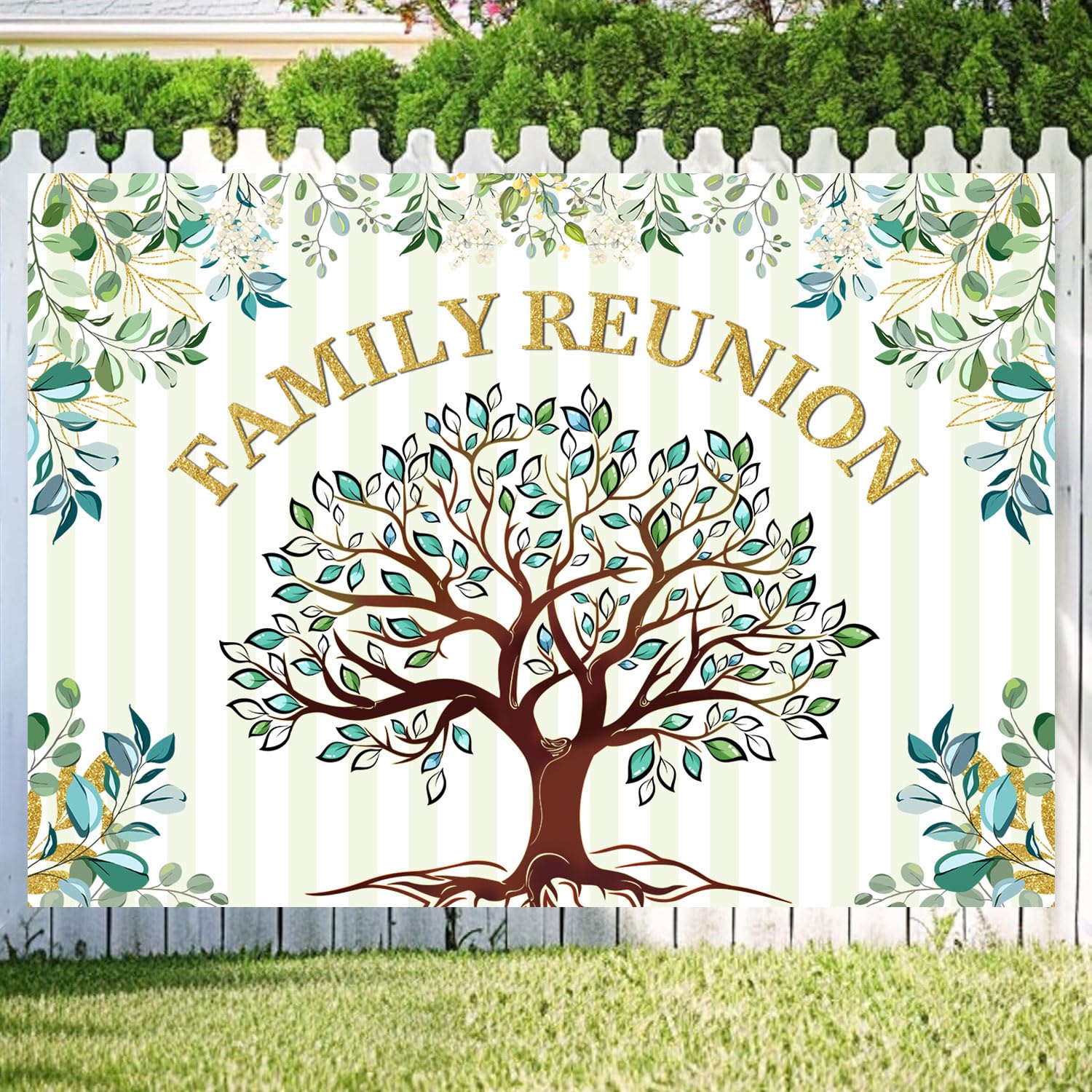 Family Photo Backdrop Family Reunion Cozy Backdrop, Blue Family Tree ...