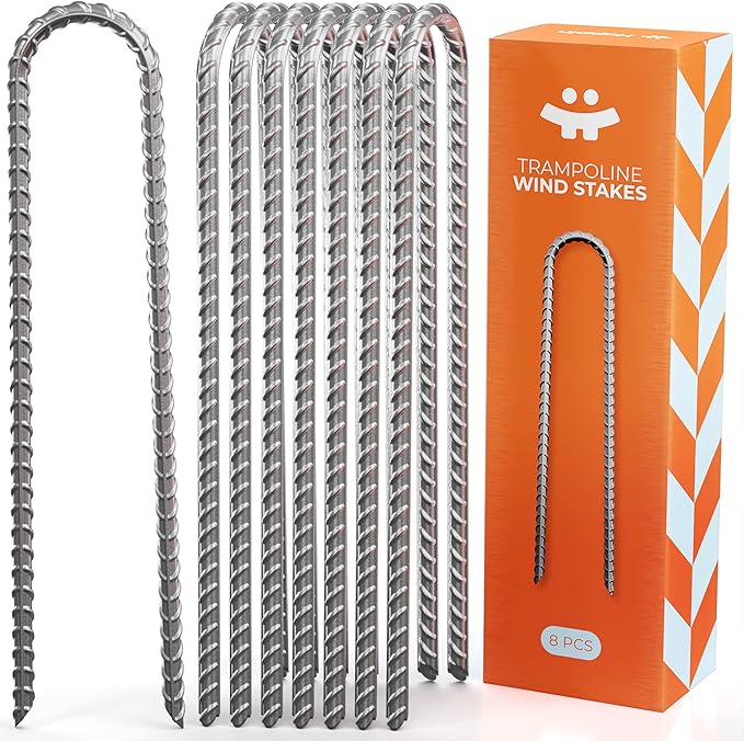 Amazon.com : 8 Pc Happin Trampoline Anchor Stakes for High Wind; Heavy ...