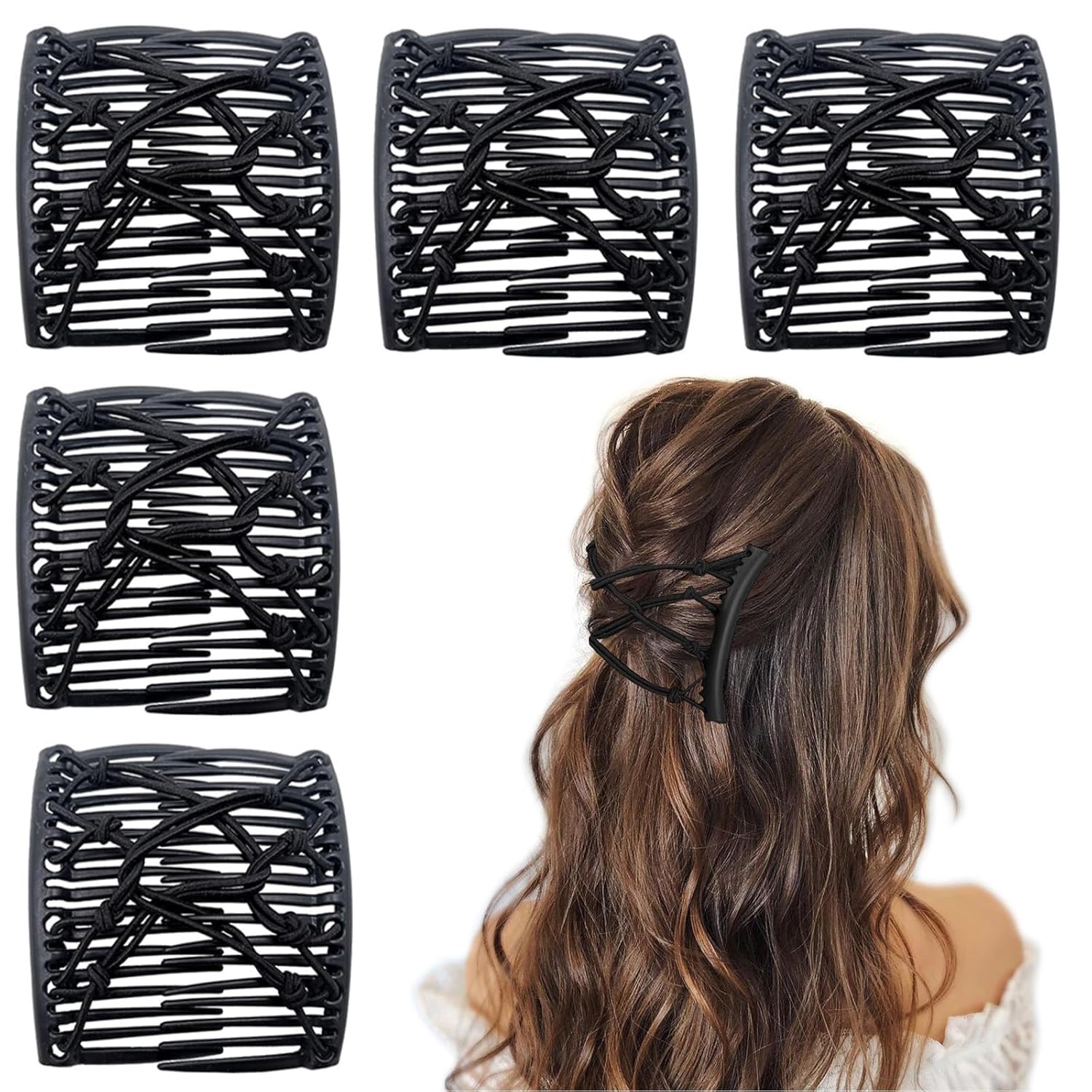 Amazon.com : 5 Pieces Stretchy Magic Hair Comb Adjustable Elastic Comb ...