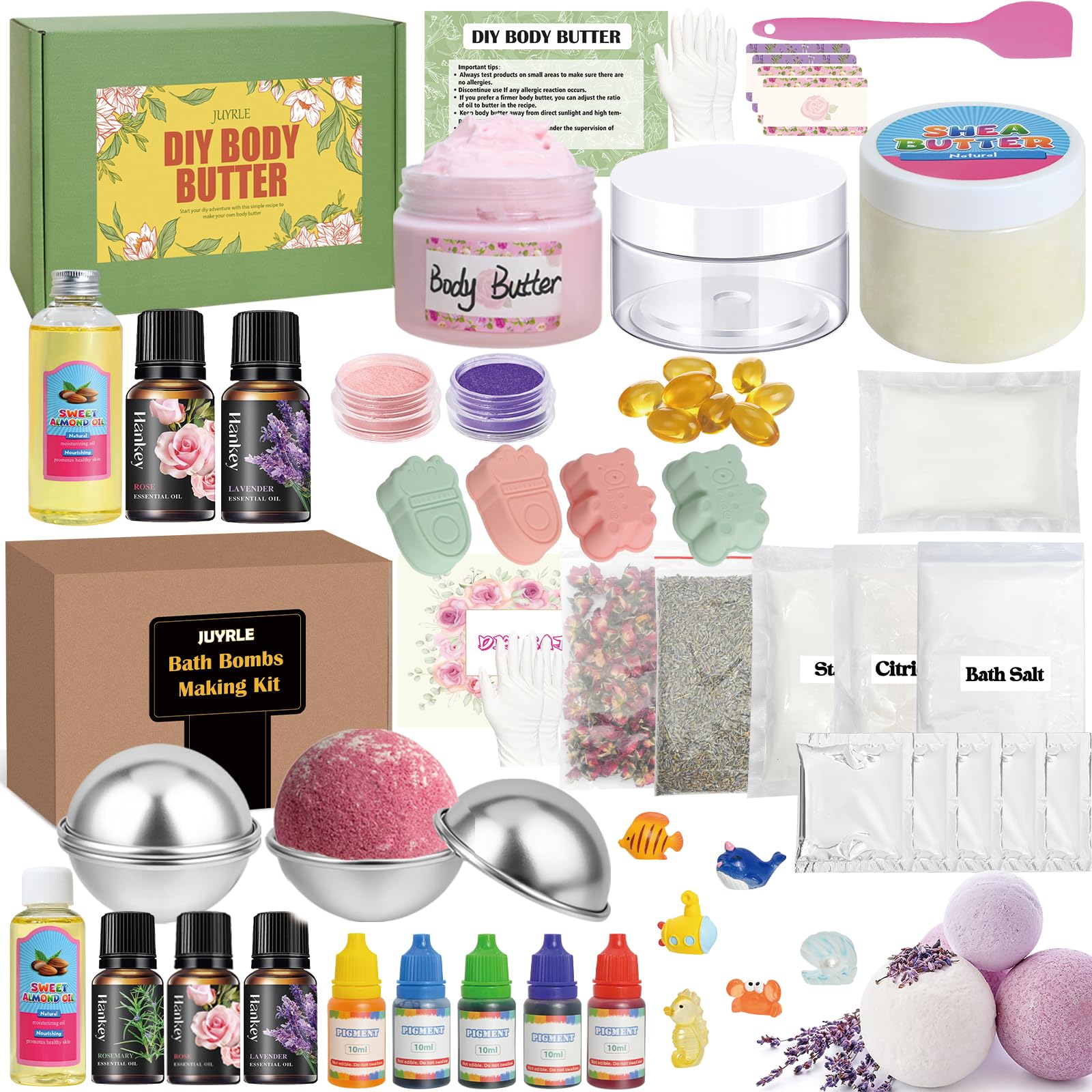 Amazon.com : JUYRLE Bath Bomb Making Kit, Body Butter Making Kit- 60Pcs ...