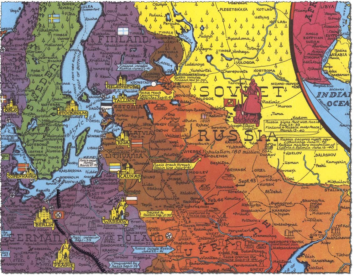 Snapklik.com : Historic Pictoric World War II Map By Stanley Turner