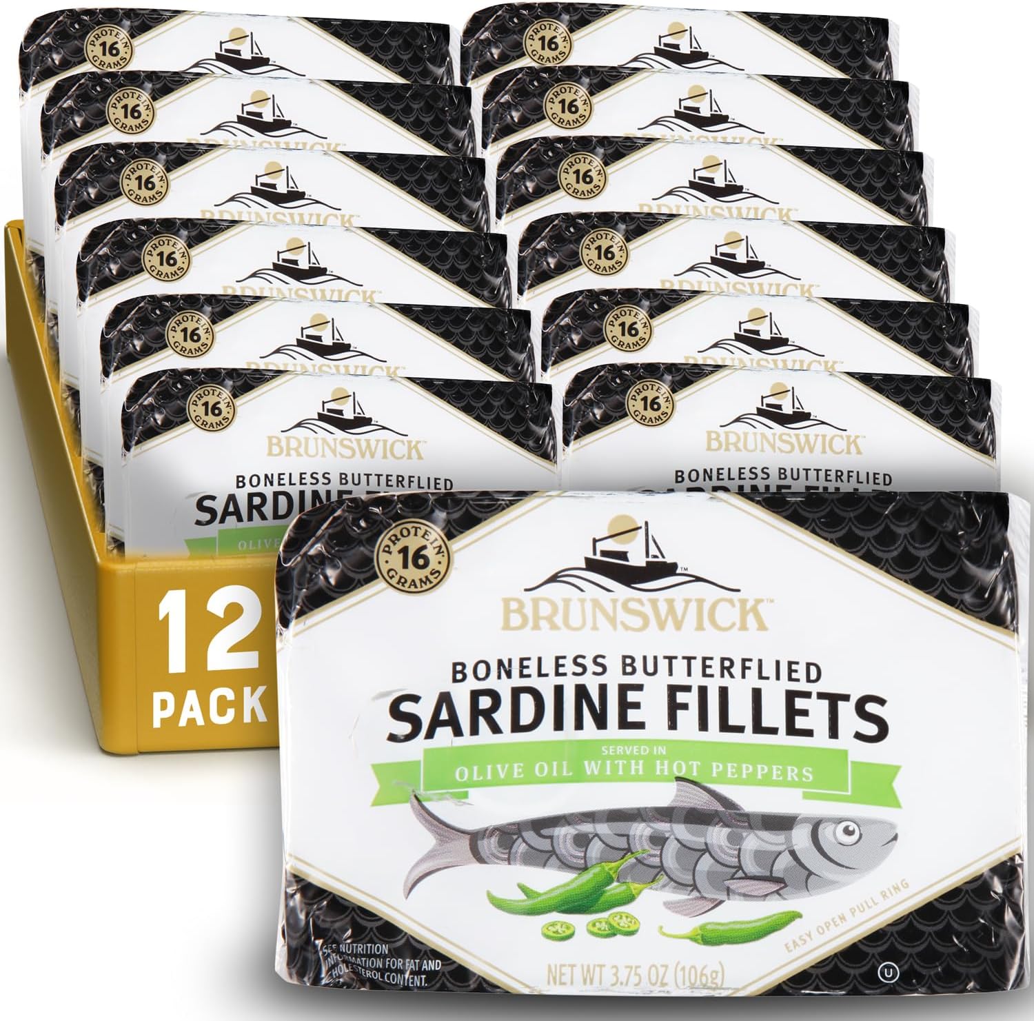 Amazon.com: Brunswick Sardines in Olive Oil with Hot Peppers, 3.75 oz ...