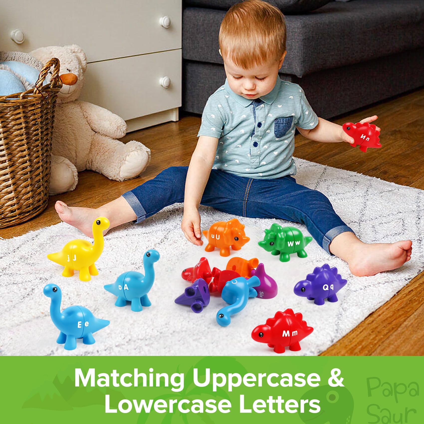 Snapklik.com : Matching Dinosaur Toys,Double-Sided Alphabet Learning Toy,Fine Motor Toys,ABC ...