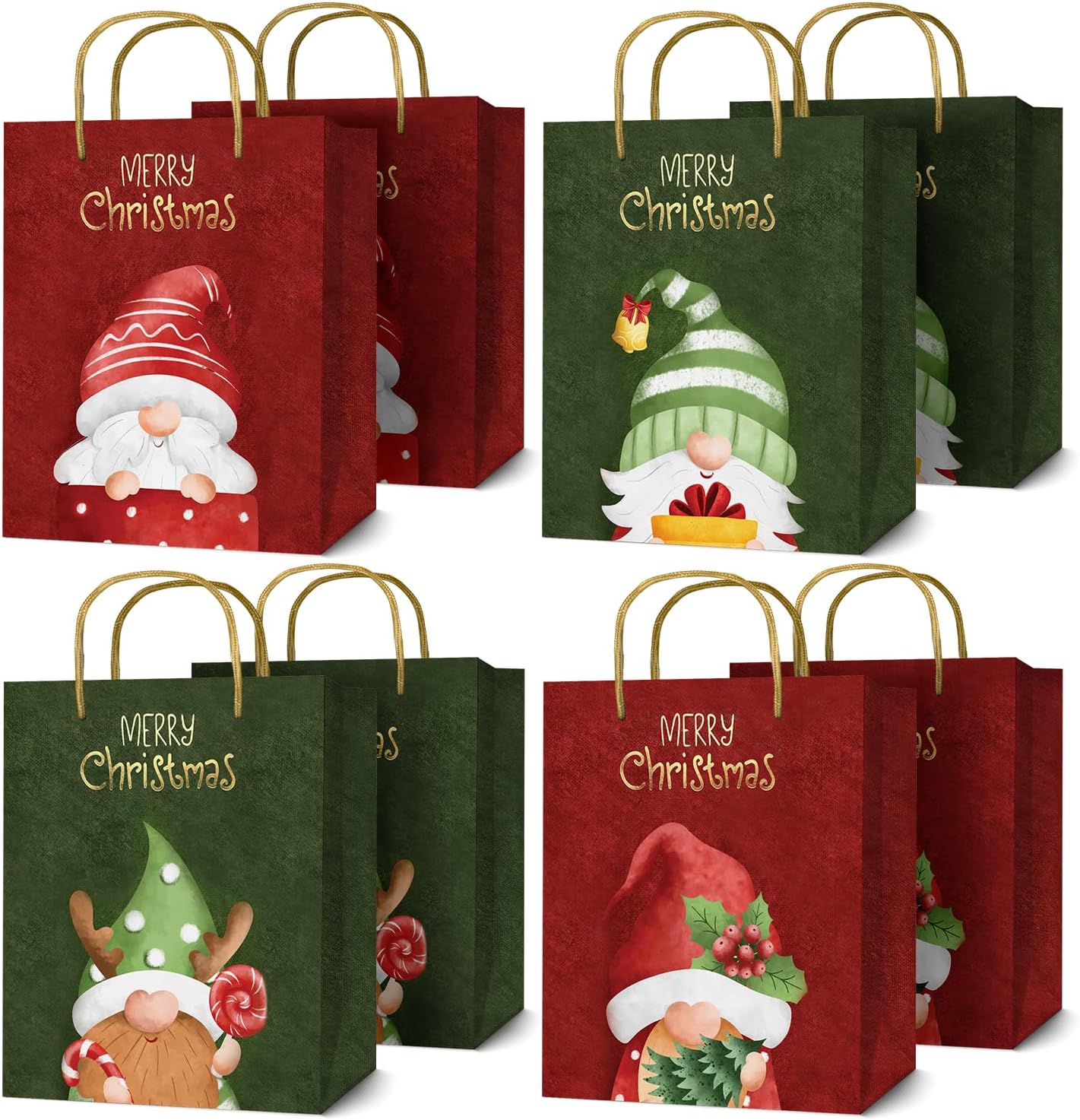 Amazon.com: BORAMDO Christmas Burlap Gift Wrapping Bags with ...