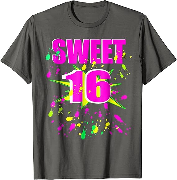 Amazon.com: Sweet Sixteen 16 Birthday Shirt Neon Party Raves : Clothing ...