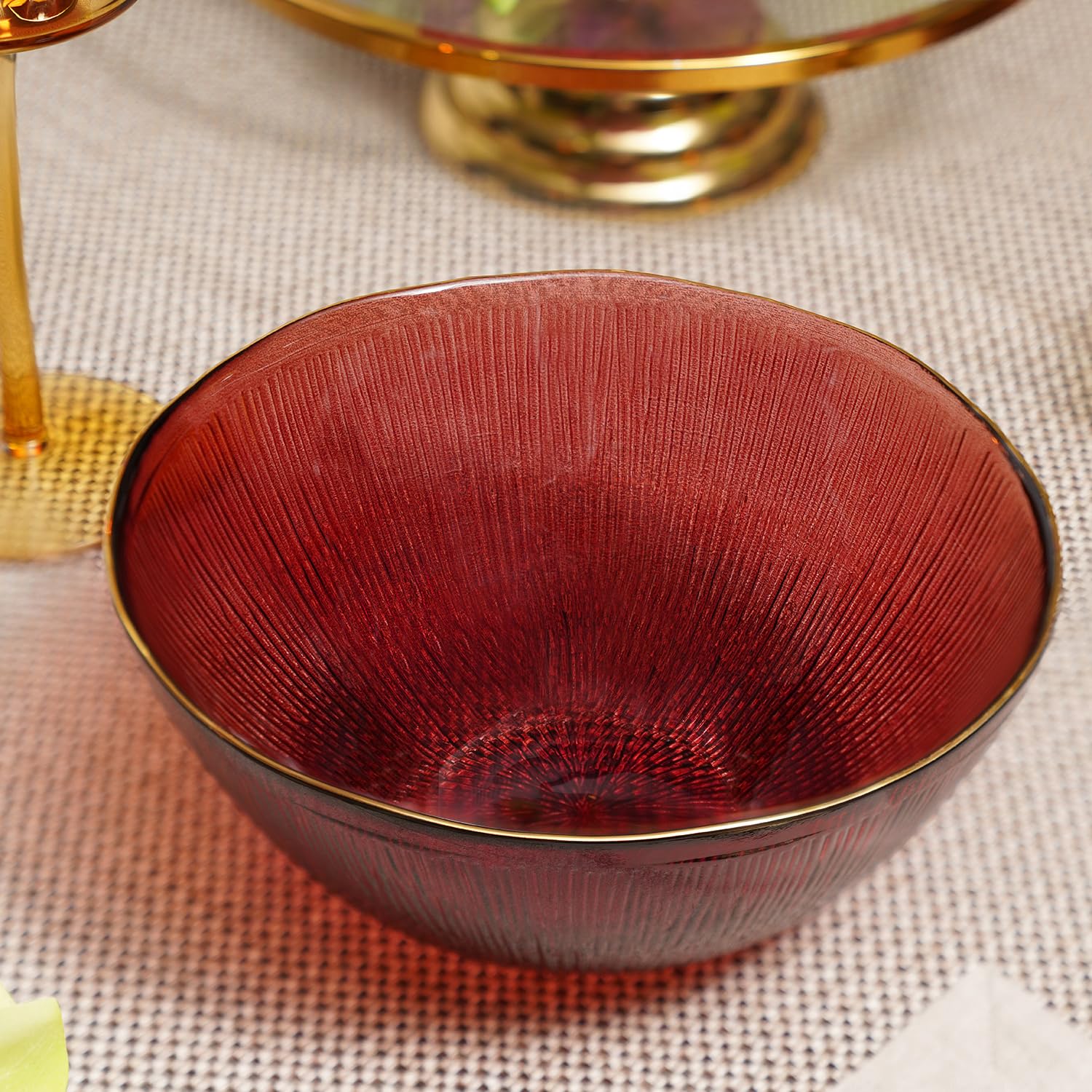 PURE HOME + LIVING Red Radial Glass Serving Bowl : Amazon.in: Home ...