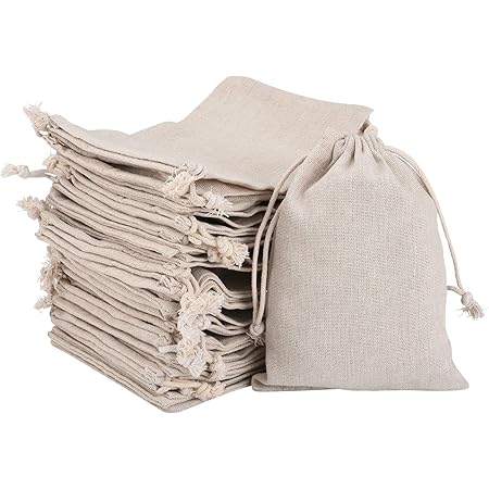 nuoshen 30 Pcs Hessian Bags, 8 X 10 CM Burlap Bags Cotton Drawstring ...