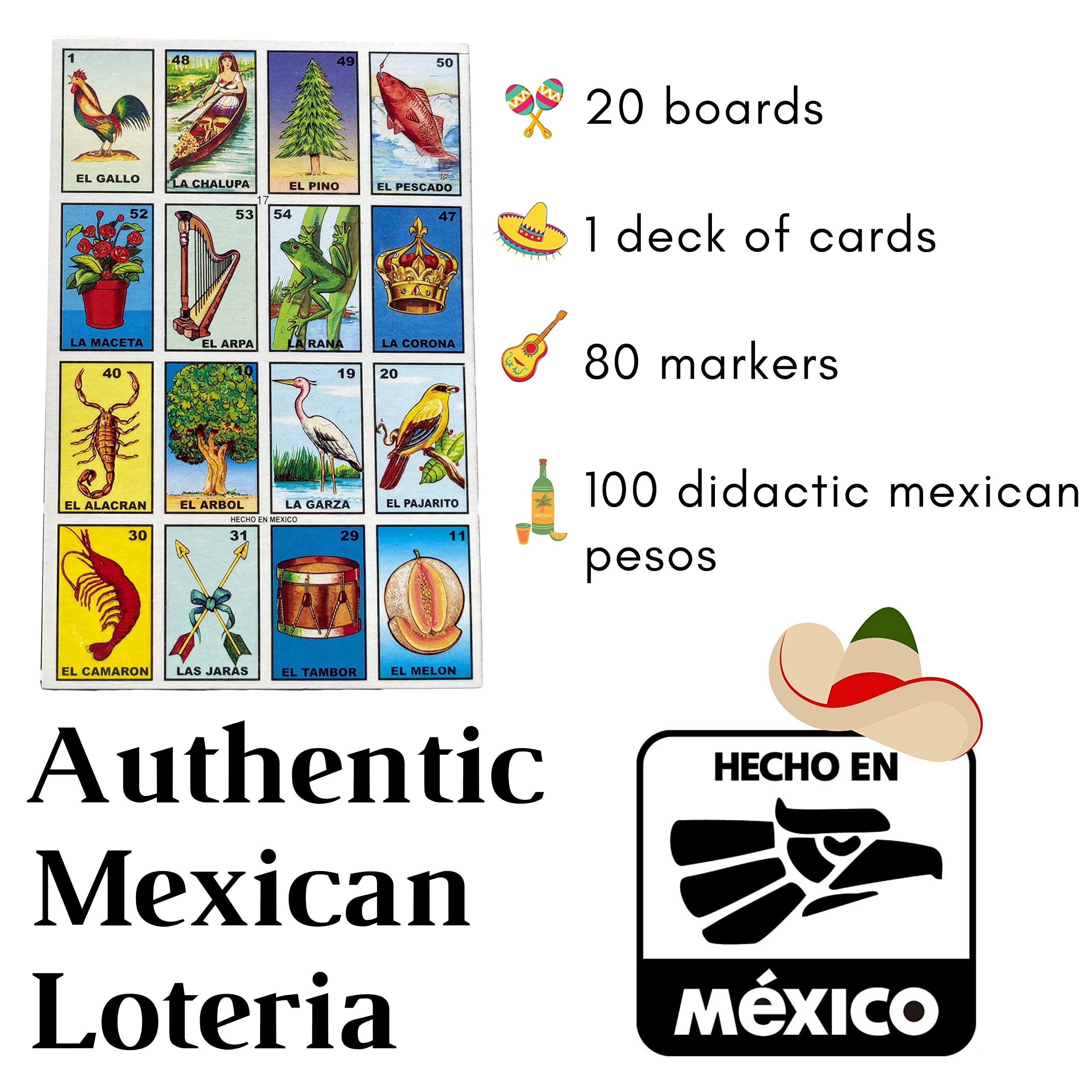 Buy Traditional La Loteria Mexican Bingo with 100 Didactic Mexican ...