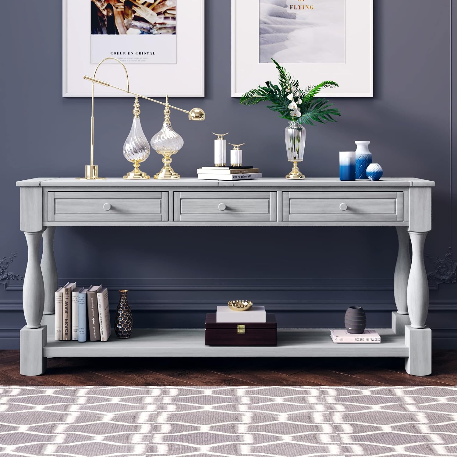 Amazon.com: P PURLOVE Console Table for Entryway 64" Wood Sofa Table ...
