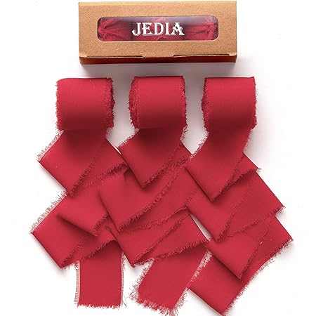 Amazon.com : JEDIA Red Ribbon, 3 Rolls Chiffon Ribbons, 1.5" x 7Yd ...