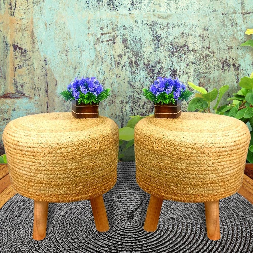 Sivom Handicrafts Jute Puffy Stool for Living Room | Ottoman ...