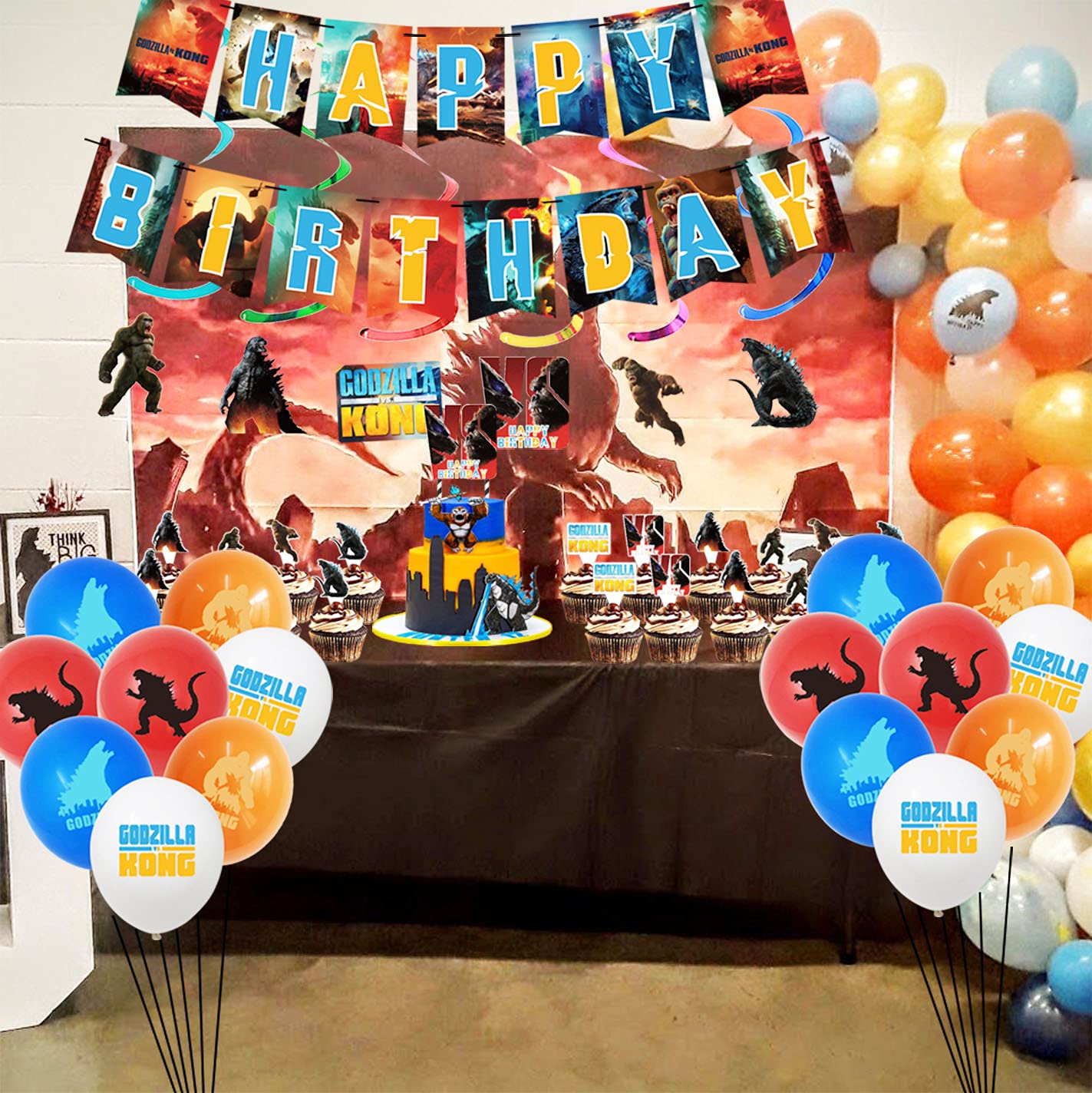 TOYOYO Godzilla Birthday Party Supplies Include Banner, Hanging Swirls ...