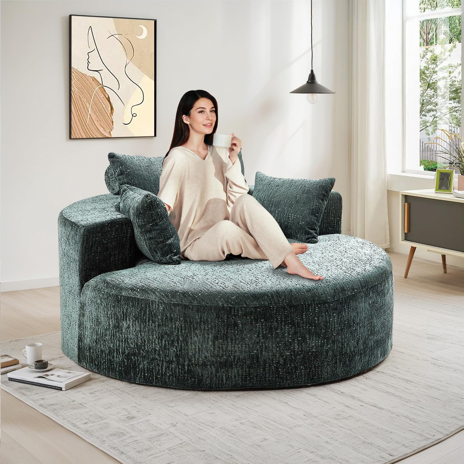 Round Chaise Lounge 1970s Mid Century Modern Oversized Round Chaise