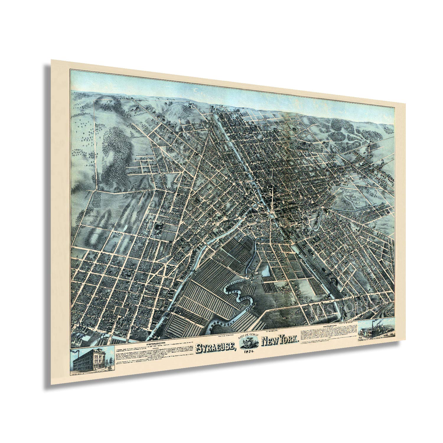 Old Syracuse Ny Maps East Syracuse New York Vintage Map Birds Eye View