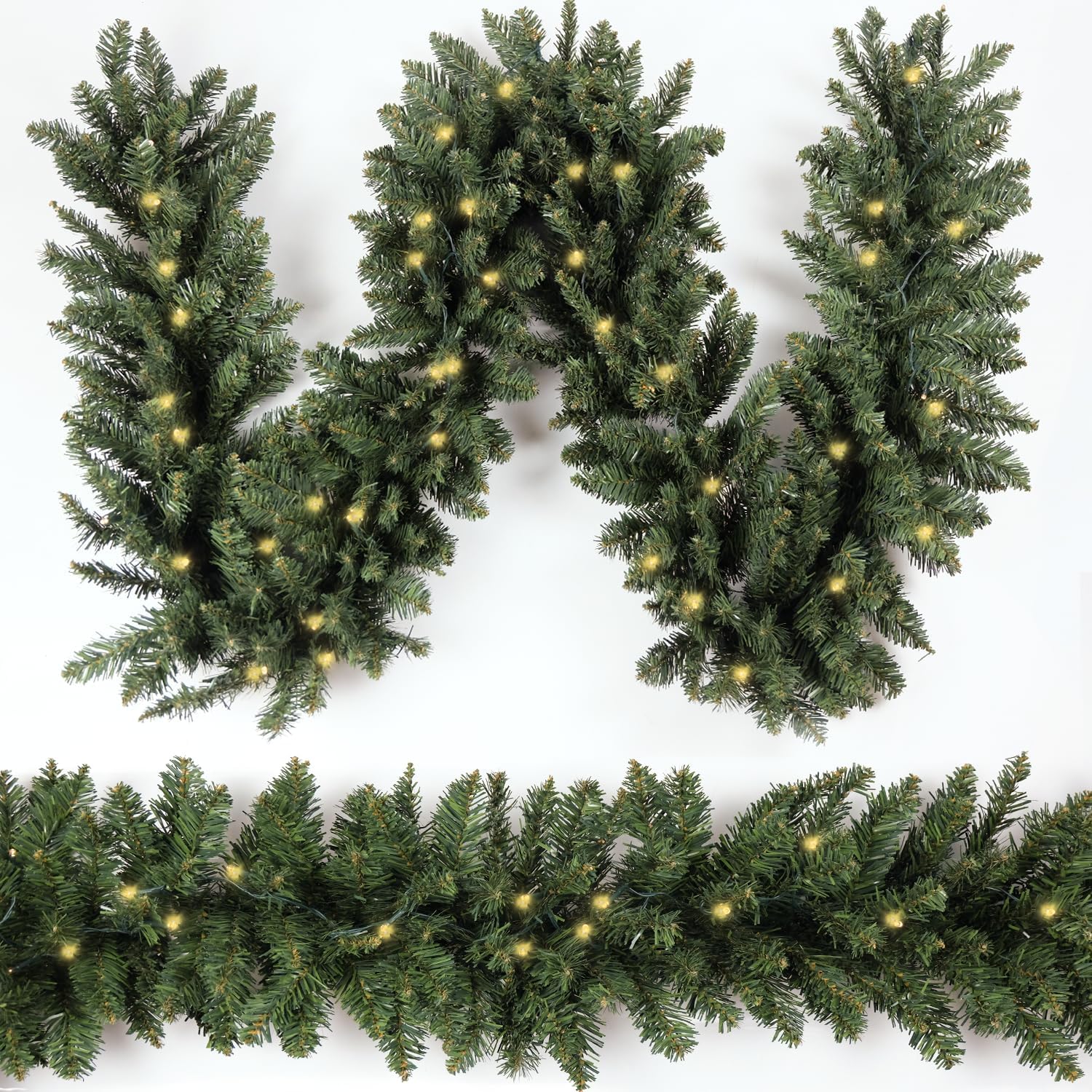 Amazon.com: Home Accents Holiday 18 ft. Pre-Lit Kingston Indoor/Outdoor ...