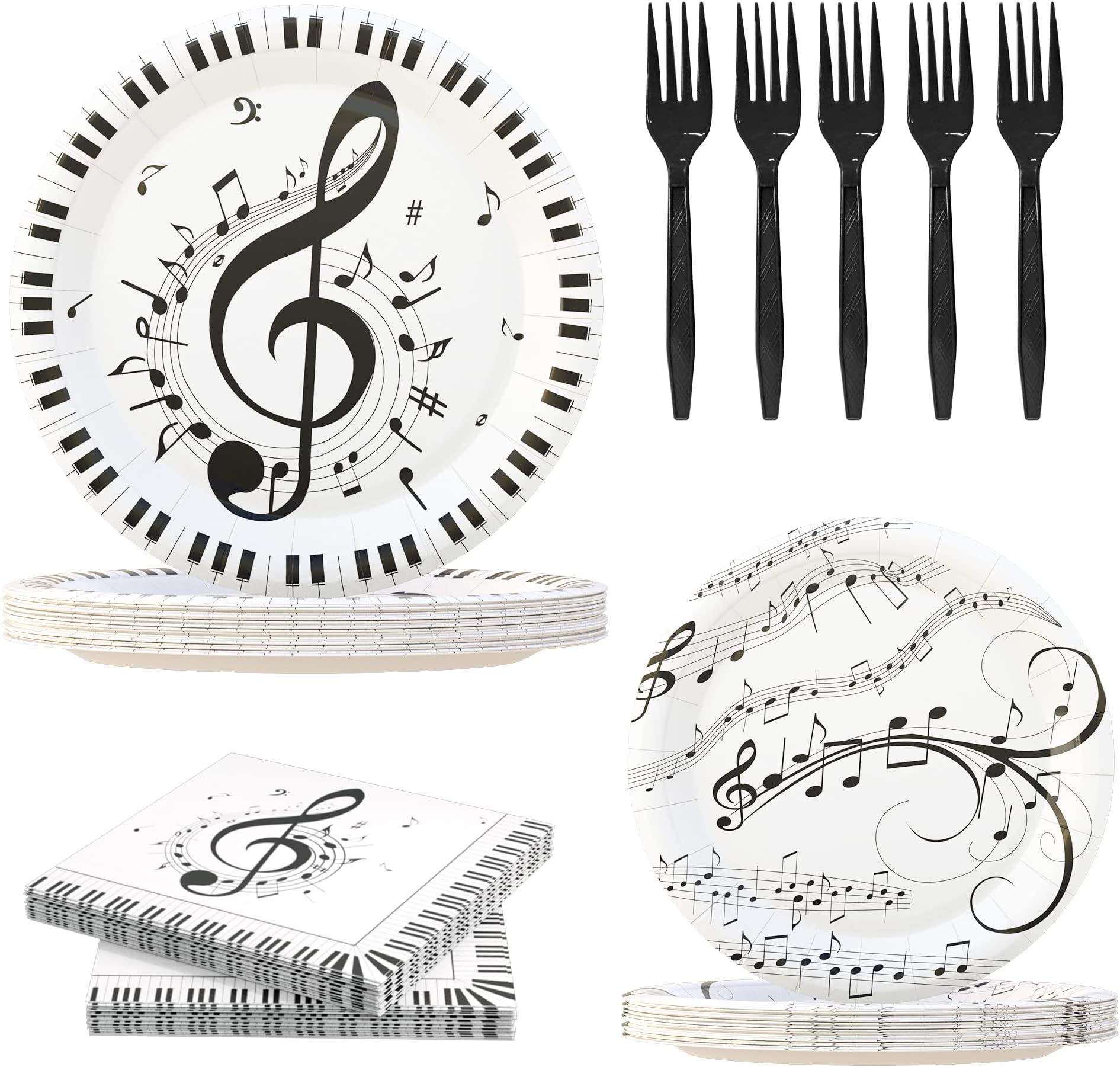 Amazon.com: Music Note Birthday Paper Plates Napkins Emotional Music ...
