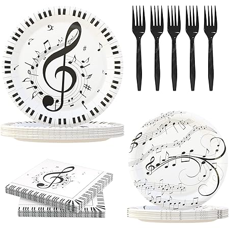 Amazon.com: 80Pcs Musical Notes Party Supplies Music Plates and Music ...