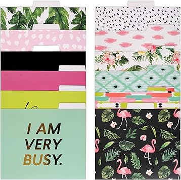 Amazon.com : Decorative Gold Foil File Folders - 12 Tropical Colored ...