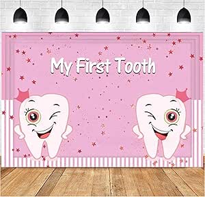 Amazon.com : 5x4 Feet Teeth Theme 1st Birthday Backdrop Decoration Pink ...