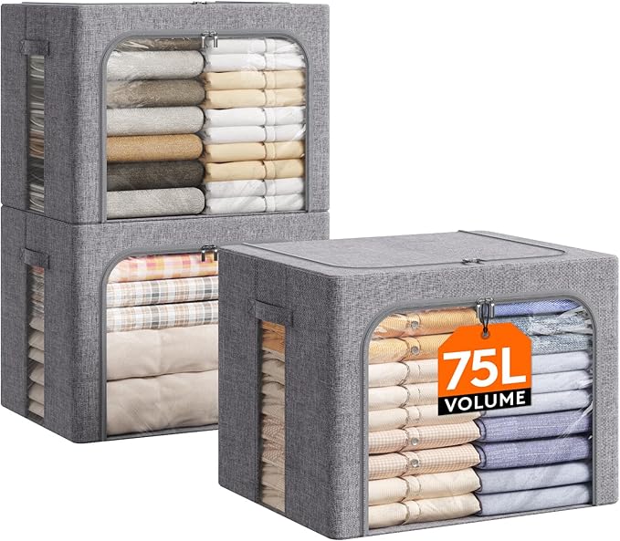 Amazon.com: Lifewit Clothes Storage Bins with Metal Frame, Stackable ...