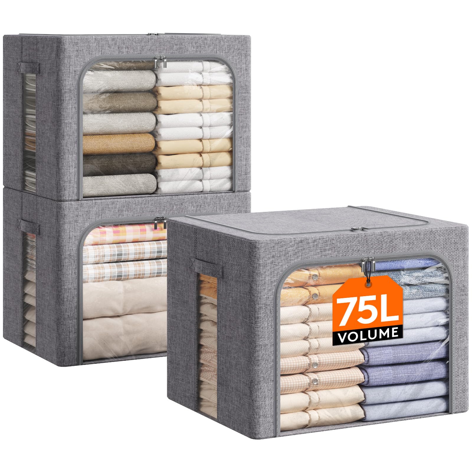 Amazon.com: Lifewit Clothes Storage Bins with Metal Frame, Stackable ...