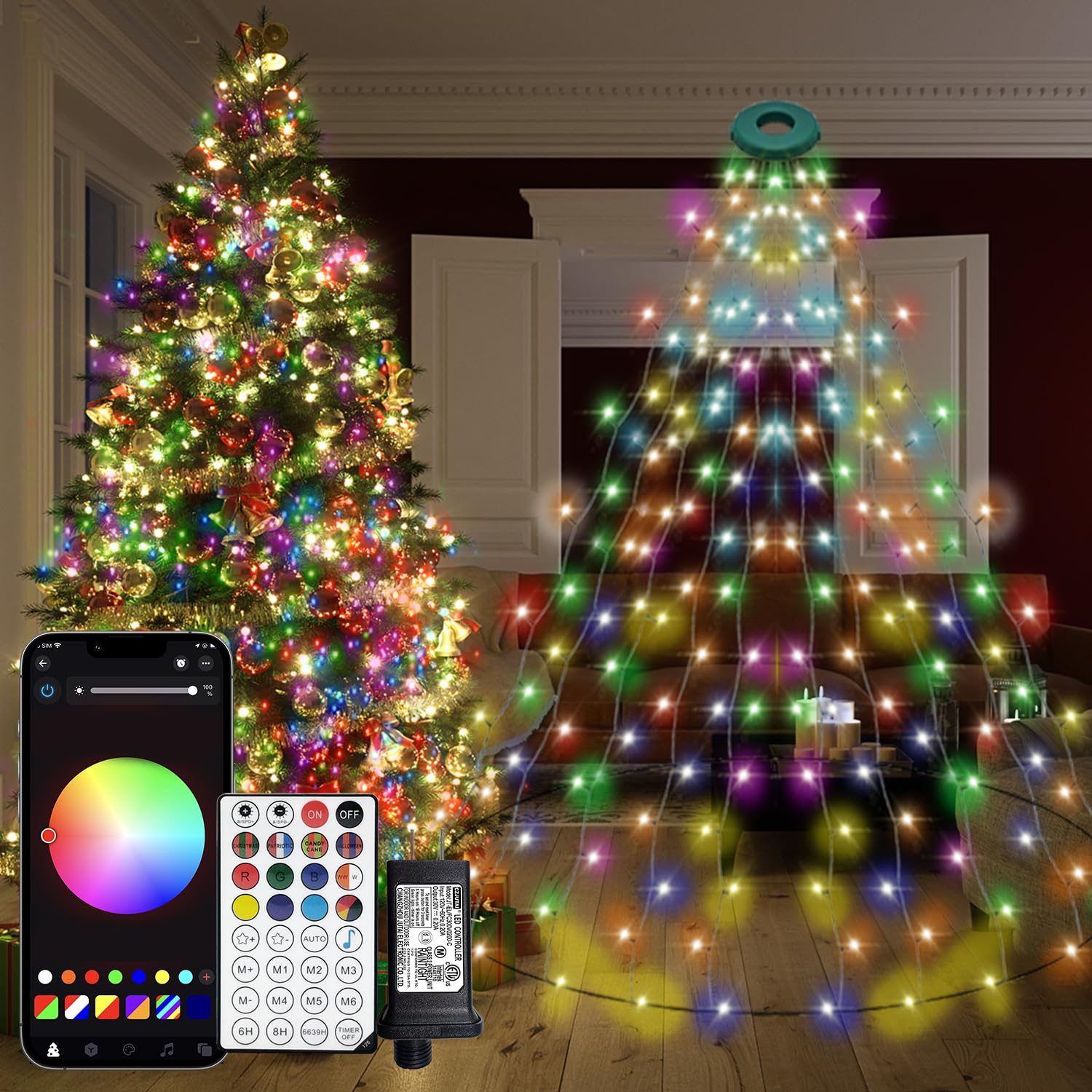 Amazon.com: VIL Smart Christmas Tree Lights Indoor Outdoor, 6.6Ft 16 ...