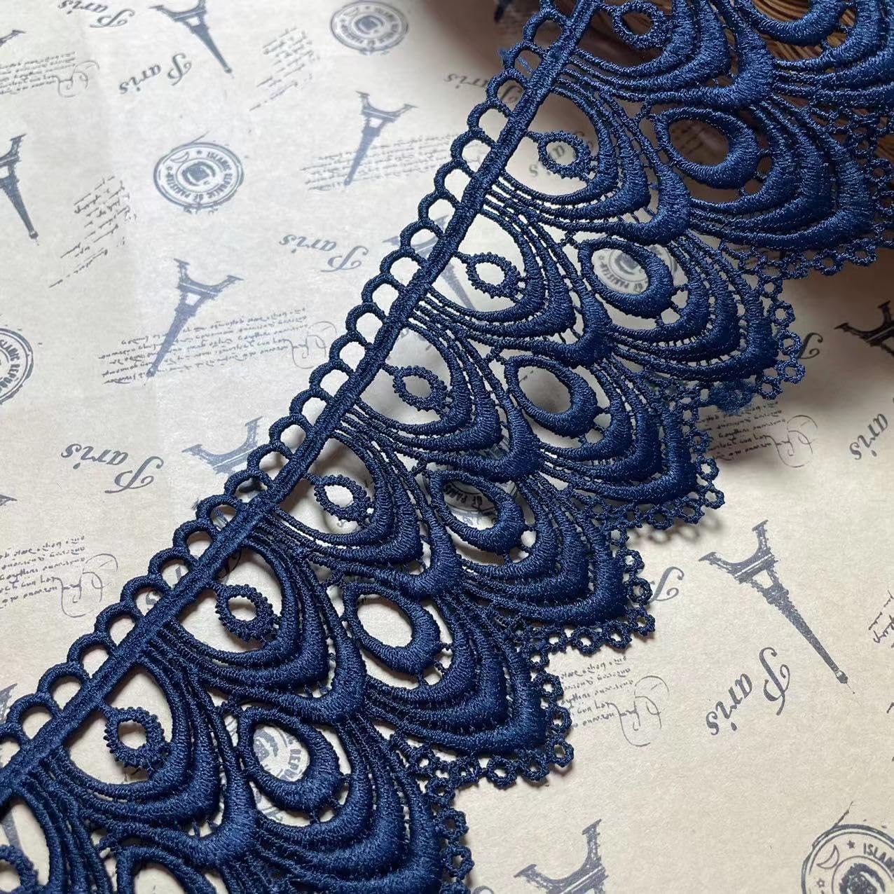 Amazon.com: 8CM Width Europe Wave Pattern Inelastic Embroidery Trims ...