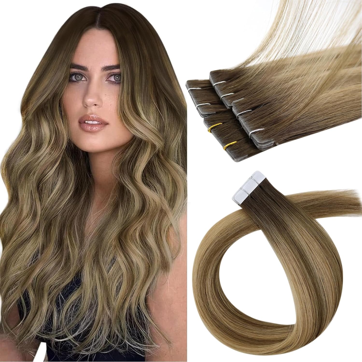 Amazon.com : Sunny Hair Injected Tape in Hair Extensions 5Pcs Virgin ...