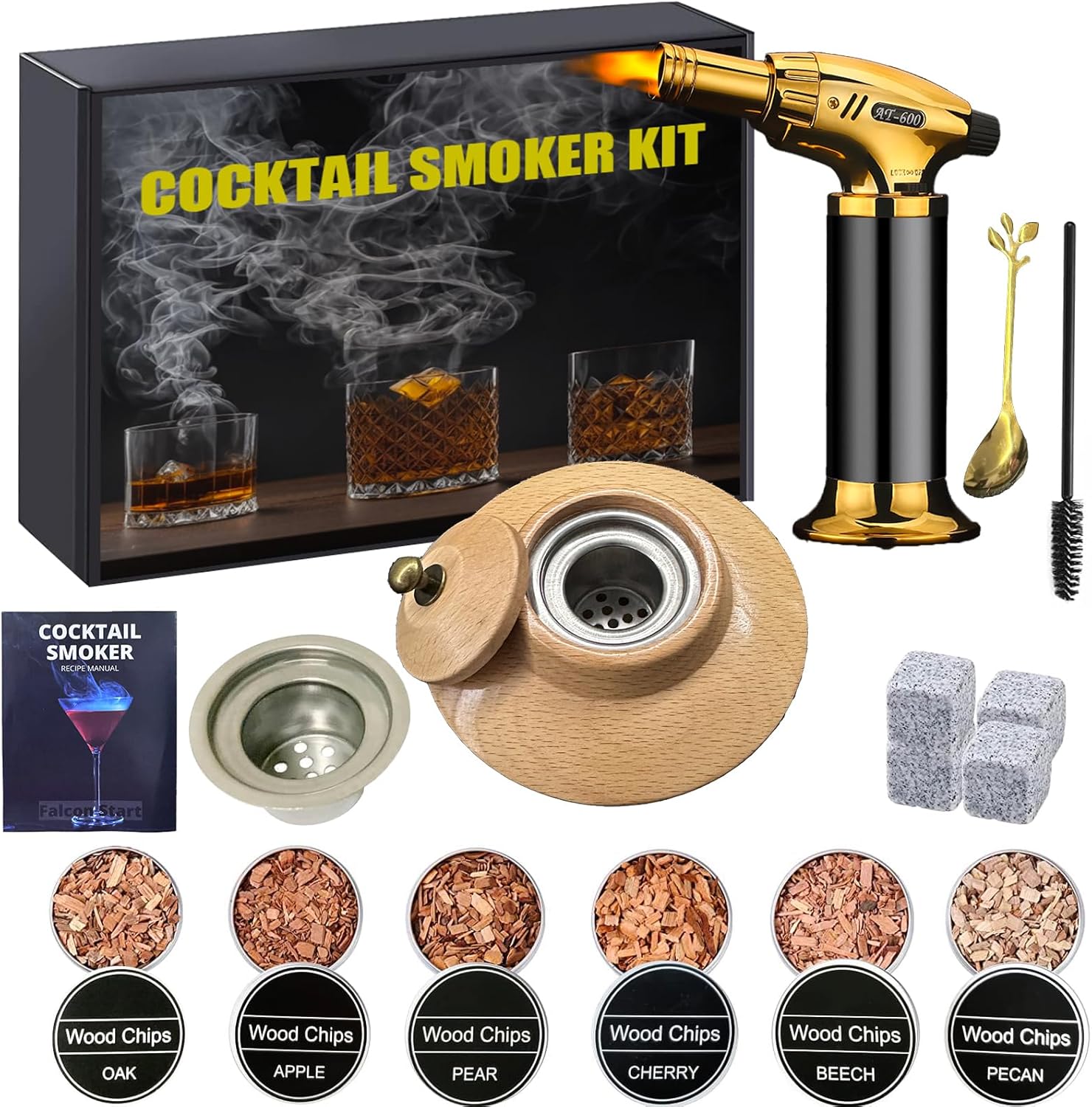 Amazon.com : Whiskey Smoking Kit with Torch 6 Flavors Wood Chips ...