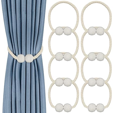 JOYJULY Magnetic Curtain Tiebacks (6 Pack),Modern Pearl Curtain Drapes ...
