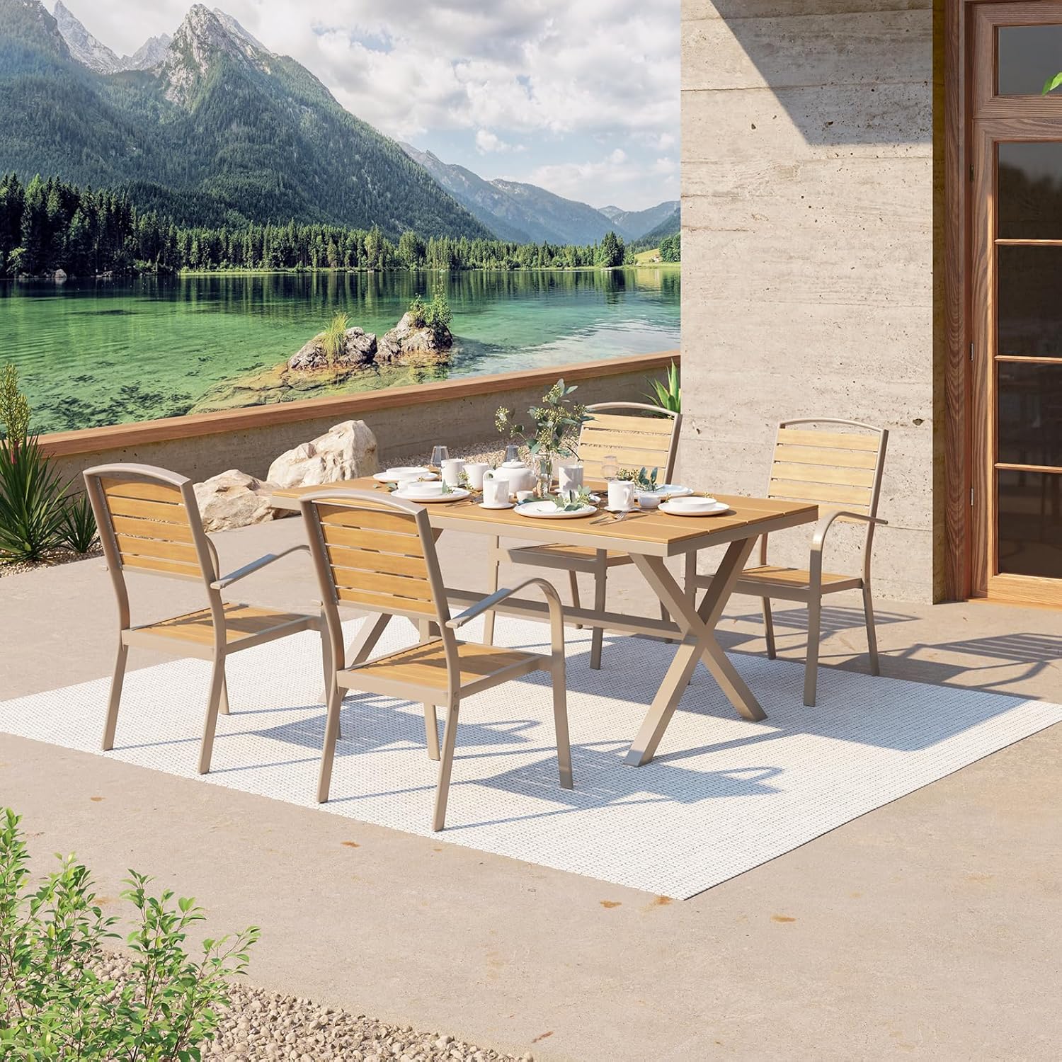 Amazon.com: JARDINA 5-Piece Patio Dining Sets, Outdoor Dining Set with ...