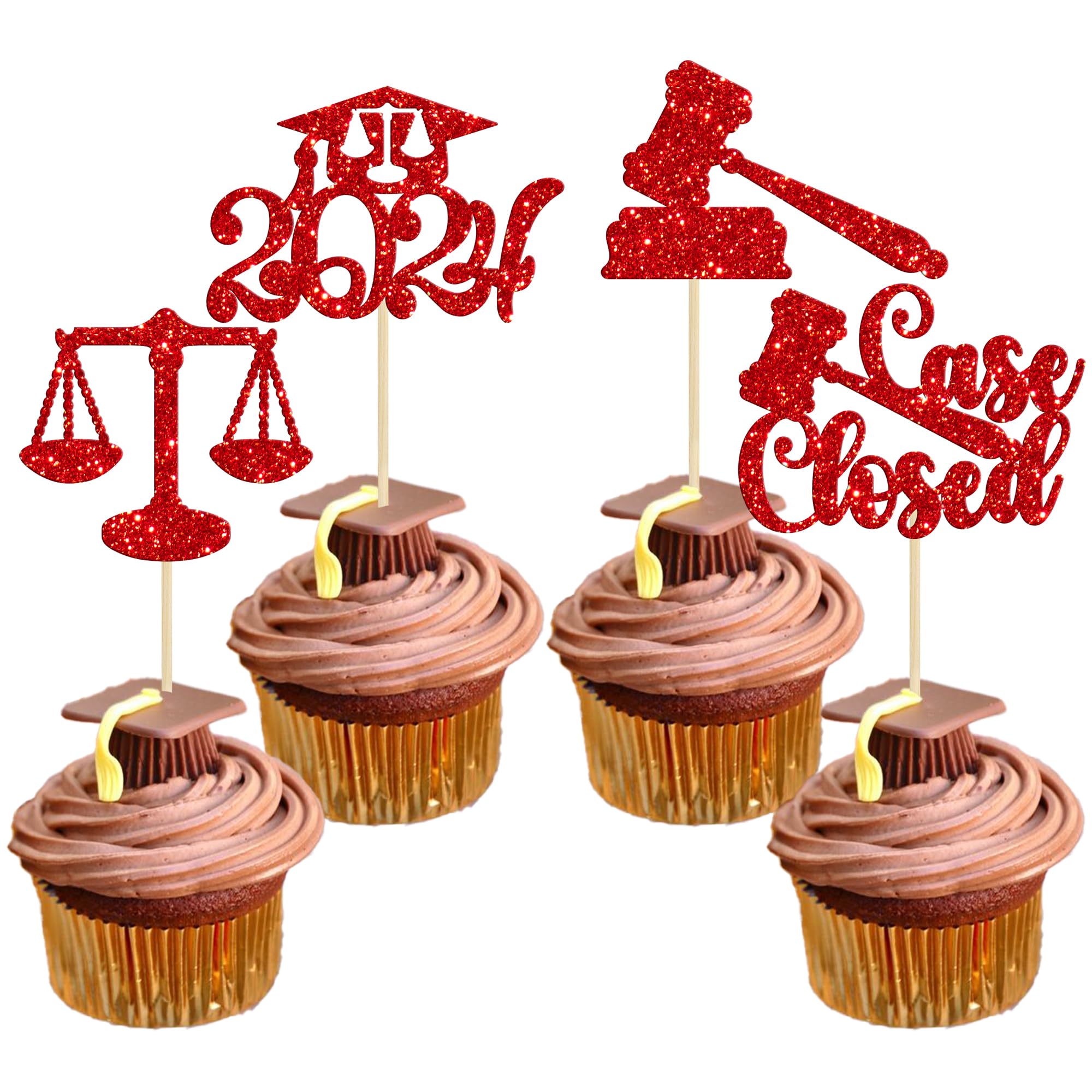 Amazon.com: 24Pcs 2024 Lawyer Graduation Cupcake Toppers Glitter Class ...
