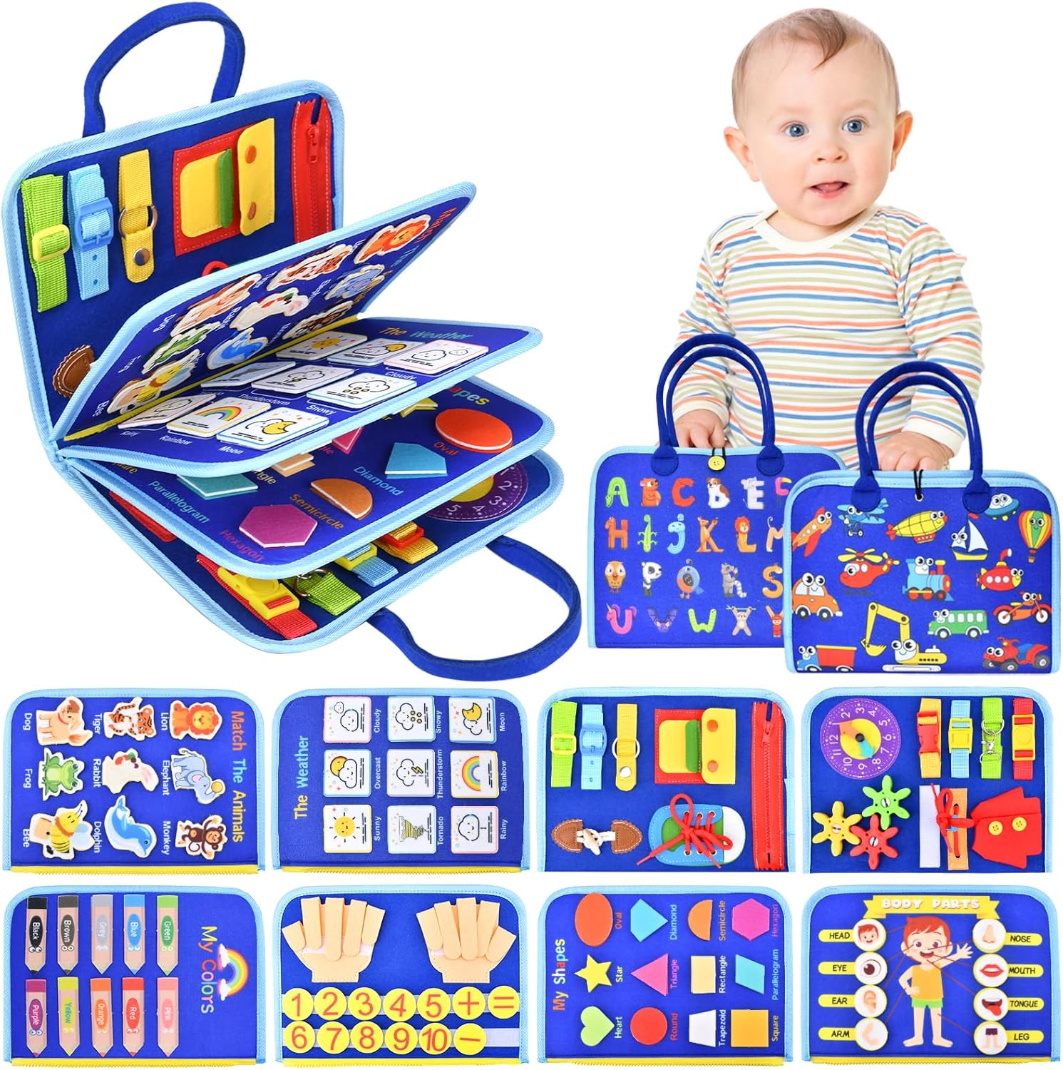 Amazon.com: Busy Book for Toddlers 1-3, 10 in 1 Busy Board, Busy Book ...