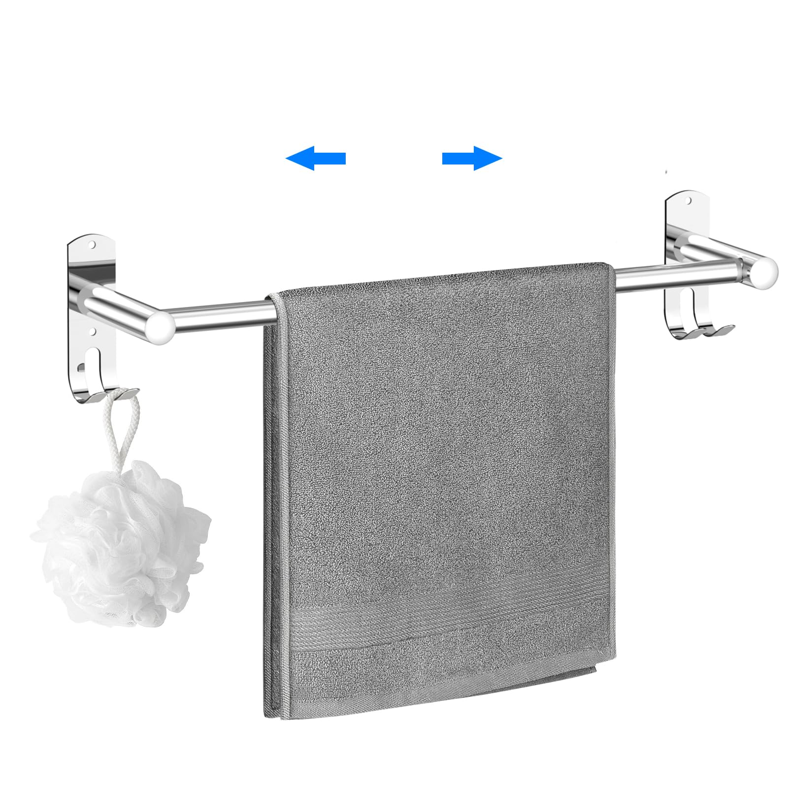 Garini Porte-serviettes extensible avec 2 crochets, en acier inoxydable ...